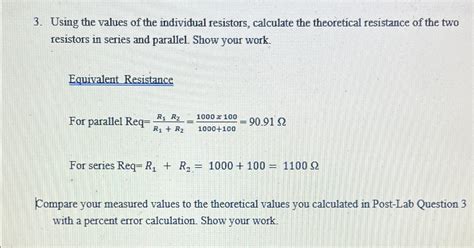 Solved Using The Values Of The Individual Resistors