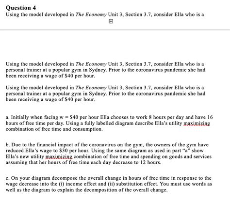 Solved Question 4 Using The Model Developed In The Economy Chegg Com