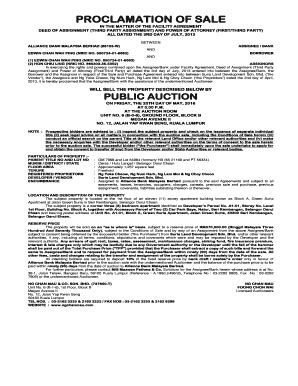 Fillable Online DEED OF ASSIGNMENT THIRD PARTY ASSIGNMENT AND POWER