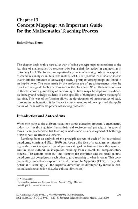 Pdf Concept Mapping In Mathematics Concept Mapping An Important