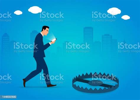 Ilustración De Peligro De Teléfono Inteligente Hombre Atrapado Y Más