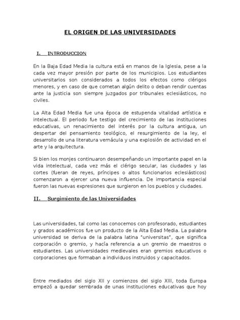 El Origen De Las Universidades Del Mundo Y En El Peru Pdf