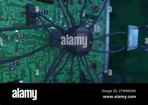 Processor Installation Process On The Circuit Board The With Robotic