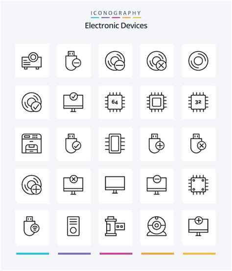 Free Vector Creative Devices 25 Outline Icon Pack Such As Gadget Devices Computers Connected