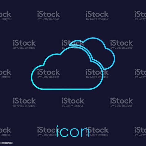 ターコイズの雲の線のアイコンが青色の背景に分離されましたベクターイラスト つながりのベクターアート素材や画像を多数ご用意 つながり