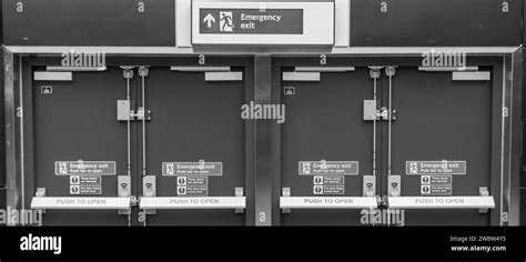Emergency Exit Sign Ceiling Hanging Stock Photo Alamy
