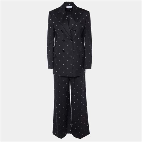 Red Valentino Black Star Jacquard Wool Suit S Red Valentino The