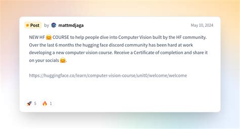 Mattmdjaga On Hugging Face New Hf 🤗 Course To Help People Dive Into Computer Vision Built By