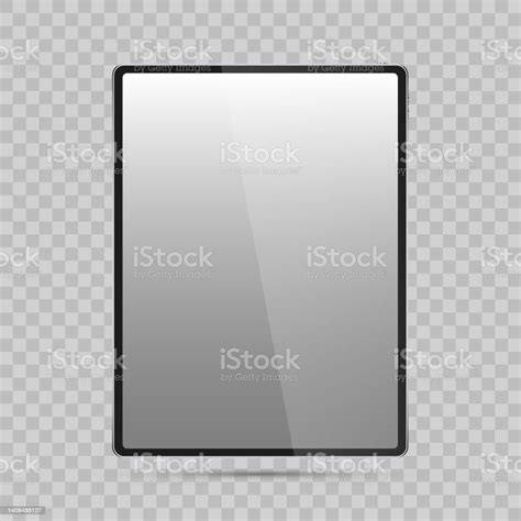 白い背景に分離された空白の画面を備えた現実的なモダンなタブレットストックベクターイラスト からっぽのベクターアート素材や画像を多数ご用意