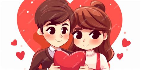 Premium Ai Image Cute Cartoon Couple At Valentine Day Illustration