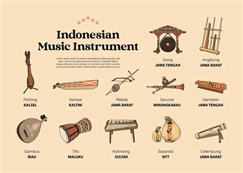 Set Of Indonesian Traditional Music Instrumental Hand Drawn Illustration 13267085 Vector Art At