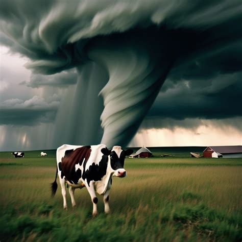 A Cow In A Tornado A Twister Tornado Rips Apart A Farming Community A