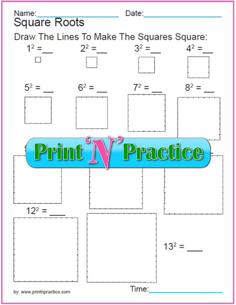 Exponents And Square Roots Worksheet