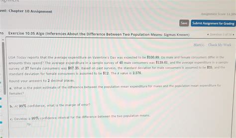 Solved Chapter 10 Assignment Assignment Score Exercise