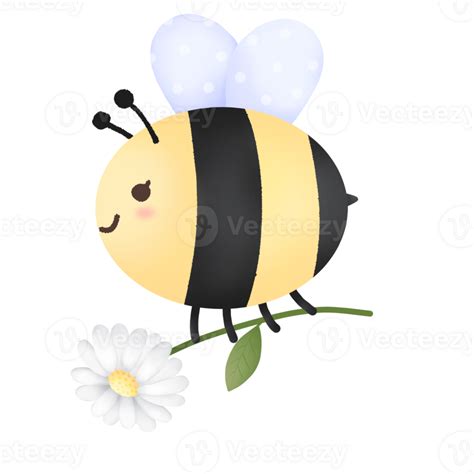 Pequeño Abeja Participación Un Blanco Flor 28079530 Png