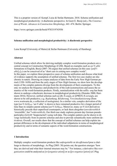 Pdf Schema Unification And Morphological Productivity Dokumentips