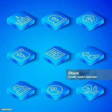 바벨탑 성경 이야기 기독교 아이콘 십자가 서클의 종교 온라인 교회 목사 설교 교회 건물 및 하트 아이콘을 설정합니다 벡터 3차원 형태에 대한 스톡 벡터 아트 및 기타 이미지