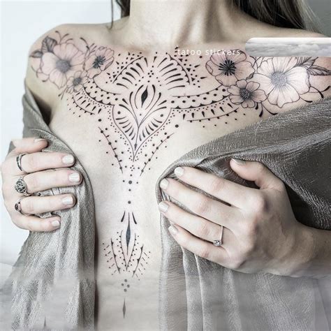 Mandala Chest And Neck Tattoo