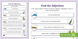 Finding Adjectives Worksheet Activity On Adjective Form