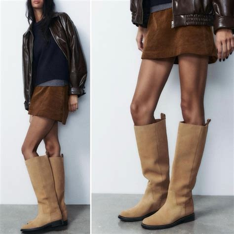 Zara Shoes Zara Flat Suede Boots With Interior Lining 59 Poshmark