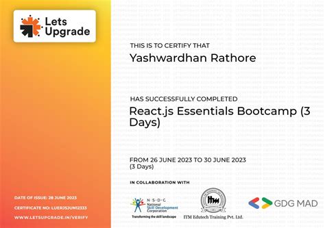 Yashwardhan Rathore On Linkedin Bootcamp Reactjs Letsupgrade
