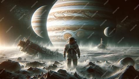 Premium Photo An Astronaut Standing In The Middle Of Jupiter With