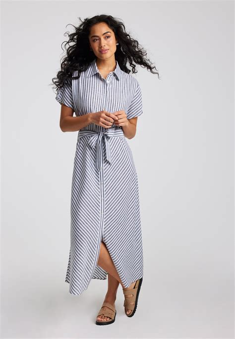 Womens Blue Stripe Shirt Dress Peacocks