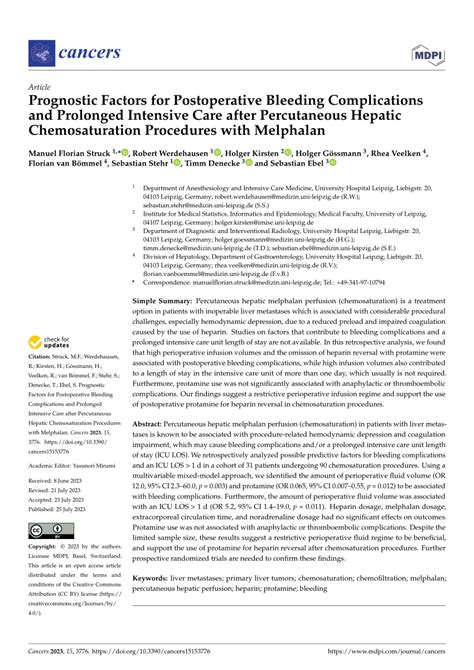 Pdf Prognostic Factors For Postoperative Bleeding Complications And