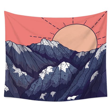 Mountain Sunset Tapestry Wall Hanging Tapestry Mountain Etsy