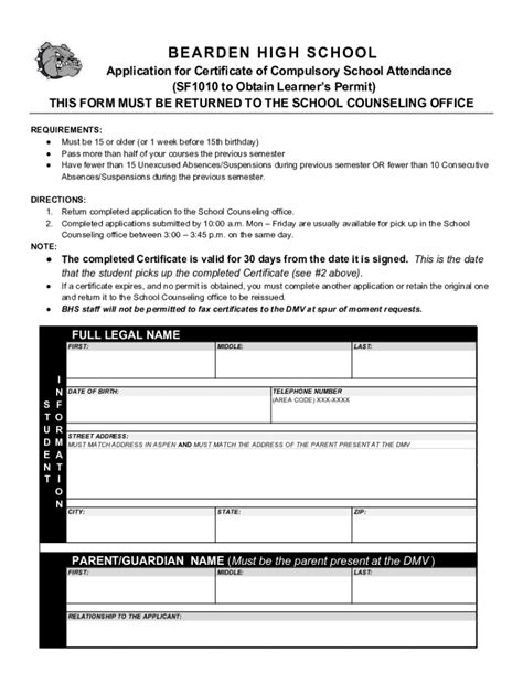Fillable Online Driver Permit Sf1010 Form Applicationdocx Fax Email