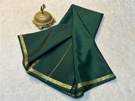 Pure Mysore Silk Sarees Ksic Grade Thickness Elegant Small Border In