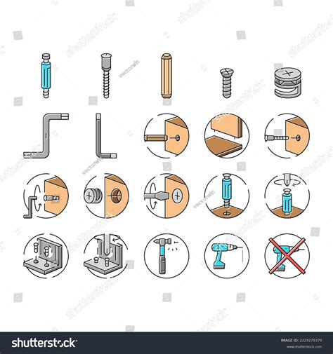 Assembly Furniture Instruction Icons Set Vector Royalty Free Stock Vector 2229279379