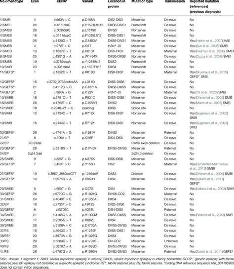 Genetic Characteristic Of 41 Scn1a Variants Identified In This Study Genetic Characteristic Of 41 Scn1a Variants Identified In This Study
