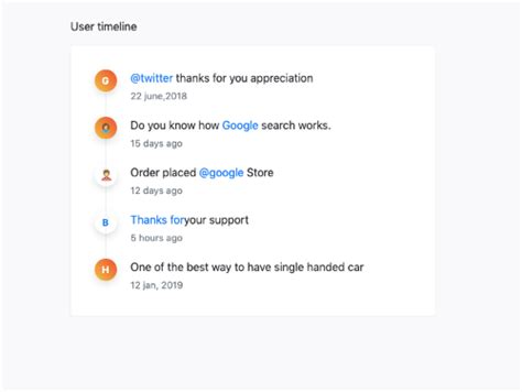 Bootstrap 4 User Business Timeline With Time Example