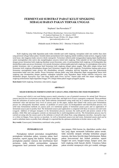 Pdf Solid Substrate Fermentation Of Cassava Peel For Poultry Feed Ingredient