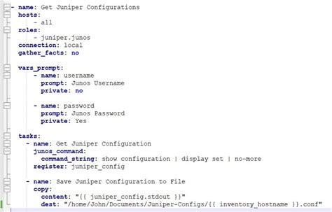 Ansible Playbook To Get Configs Not Working Rjuniper