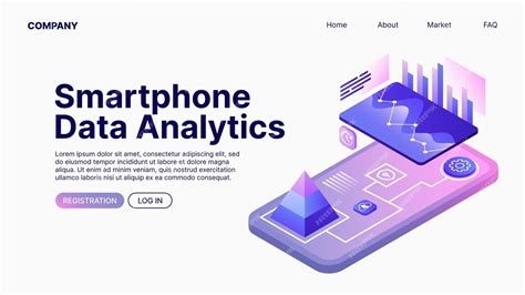 Premium Vector Smartphone Data Analytics Data Analyse Landing Page