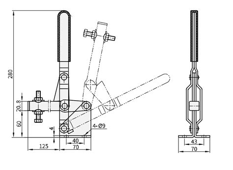 Quick Clamp Vertical Clamping Flange Base U Shaped Clamping Force 450kg