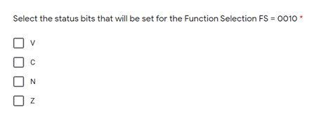 Solved Select The Status Bits That Will Be Set For The