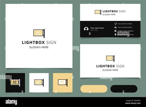 lightbox sign logo design with editable slogan branding book and