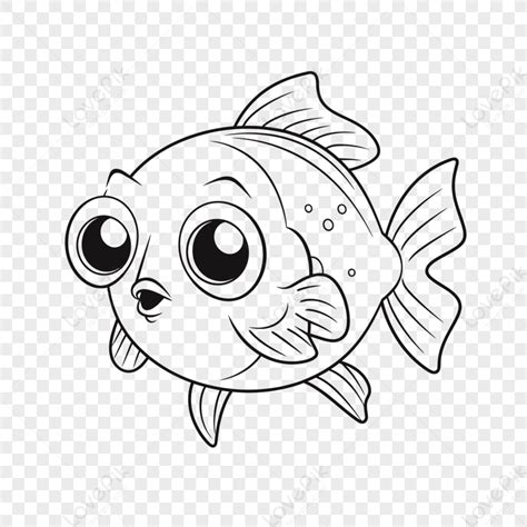 큰 눈 윤곽선 스케치 드로잉이 있는 물고기 색칠 페이지 벡터라인 아트개요 Png 일러스트 무료 다운로드 Lovepik