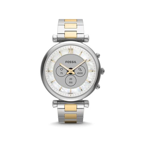 Fossil Carlie Gen 6 Hybrid Smartwatch Two Tone Stainless Steel In