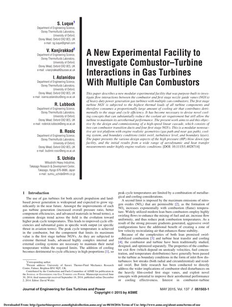 Pdf A New Experimental Facility To Investigate Combustor Turbine