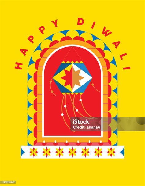 해피 디왈리 인도 축제 디파왈리 라이트 아카쉬 칸딜 배경 또는 그래픽 포스터에 대한 벡터 추상적 평면 그림 디왈리에 대한 스톡