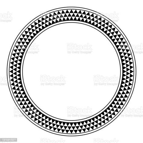 Triangle Checkered Pattern Circle Frame Serrated Pattern Border Stock
