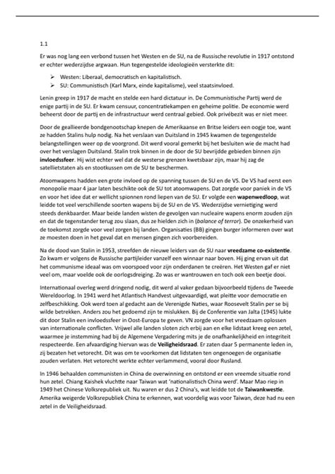 Samenvatting Koude Oorlog En Dekolonisatie Feniks VWO Geschiedenis