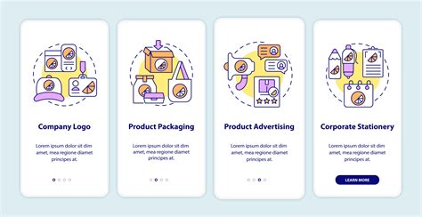 Corporate Branding Touchpoints Onboarding Mobile App Page Screen With Concepts 2810593 Vector