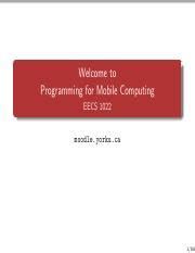 EECS 1022 Summer Lecture 1 Pdf Welcome To Programming For Mobile