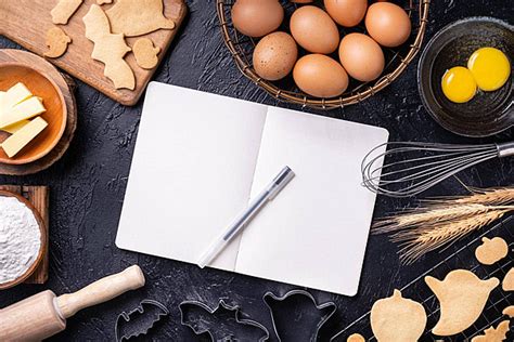 Cookie Cookbook Design With Baking Ingredients And Mockup Space Photo