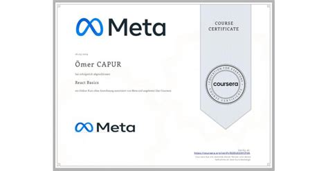 Ömer Faruk Capur On Linkedin Completion Certificate For React Basics